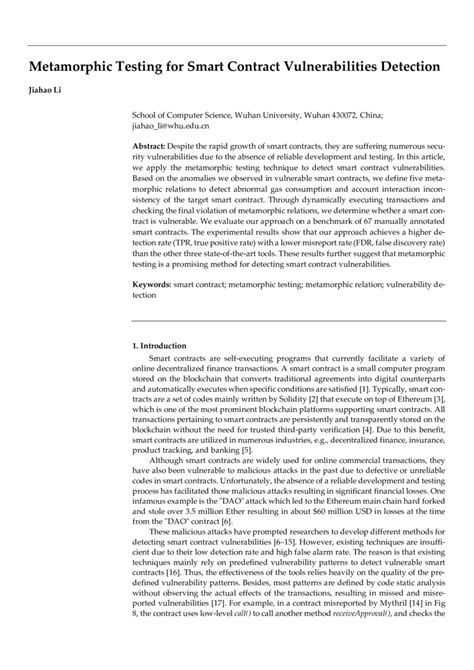 metamorphic testing for smart contract vulnerabilities detection deepai