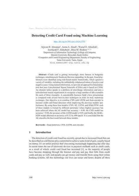 Pdf Detecting Credit Card Fraud Using Machine Learning