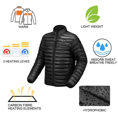 Rechargeable Battery Heated Down Jacket Far Infrared Heating Electrical