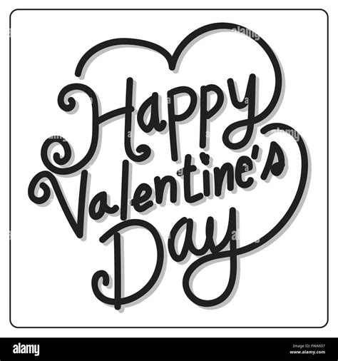 Happy Valentines Day Lettering Card Vector Illustration Stock Vector