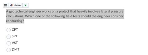 Solved A Geotechnical Engineer Works On A Project That