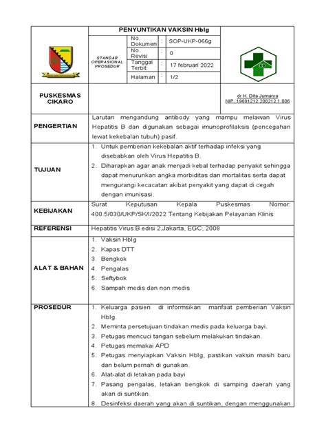 Sop Pemberian Vaksin Hbig Pdf