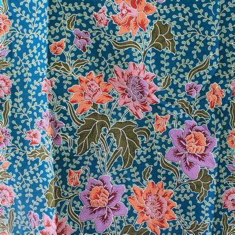 Blue Tone And Flowers Pure Cotton Traditional Indonesian Batik Etsy