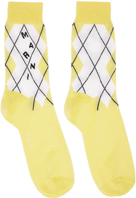 Marni Yellow Argyle Socks Marni
