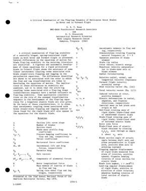 A Critical Examination Of The Flap Lag Dynamics Of Helicopter Rotor Blades In Hover And In