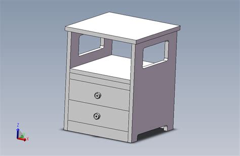 纯木床头柜 SOLIDWORKS 2018 模型图纸下载 懒石网