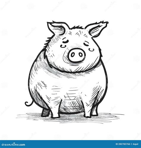 Sow Hand Drawn Illustration Sow Vector Doodle Style Cartoon