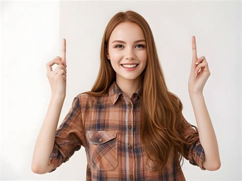Premium Ai Image Smiling Woman With Long Ginger Hair And Blue Eyes