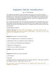 Assignment 3 Docx Assignment 3 BAS 320 Associations Part 1 Due 11