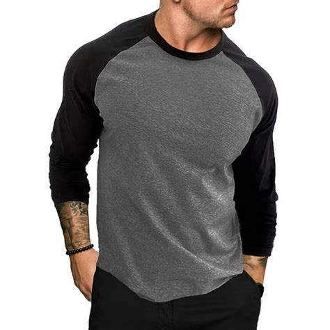 Eileial Mens Long Sleeve Baseball T Shirt Raglan Two Tone Active Tee
