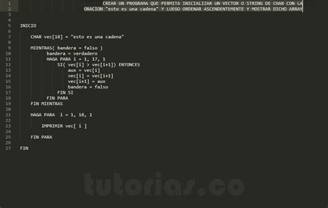 Arreglos Pseudocodigo Ordenar Char Tutorias Co