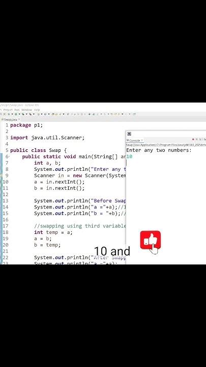 Swap Two Numbers In Java Creative Java Programming Youtube