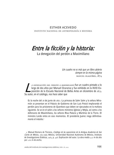 Pdf Entre La Ficción Y La Historia La Denegación Del Perdón A