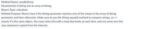 Solved Method Name Wordinarray Parameter S A String And Chegg