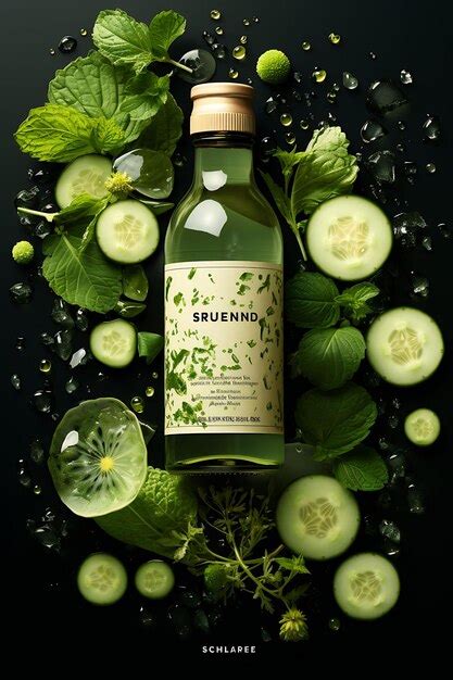 Premium Photo Website Layout Cucumber Juice Packaging Refreshing With Green And White Pal
