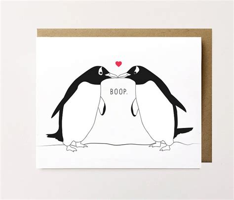 Penguin Card Penguin Valentine S Day Card Cute Etsy Anniversary Cards For Husband Birthday