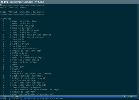 rtv reddit terminal viewer a simple terminal viewer for reddit
