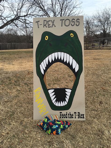 Outdoor Dinosaur Birthday T Rex Toss With No Sew Bean Bags