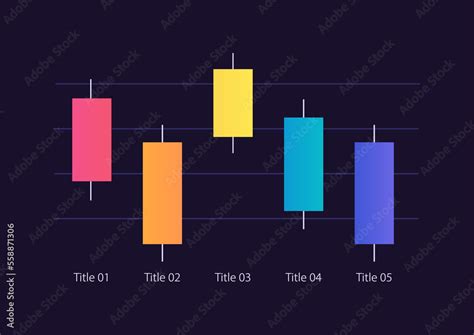 Candlestick Infographic Chart Design Template For Dark Theme Five