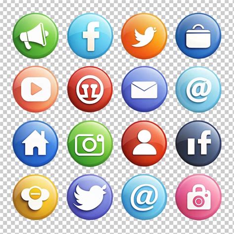 Social Media Icons Buttons Premium AI Generated PSD