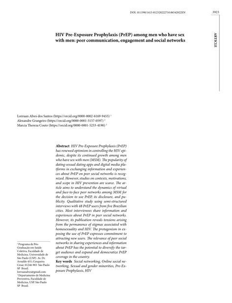 Pdf Hiv Pre Exposure Prophylaxis Prep Among Men Who Have Sex With Men Peer Communication