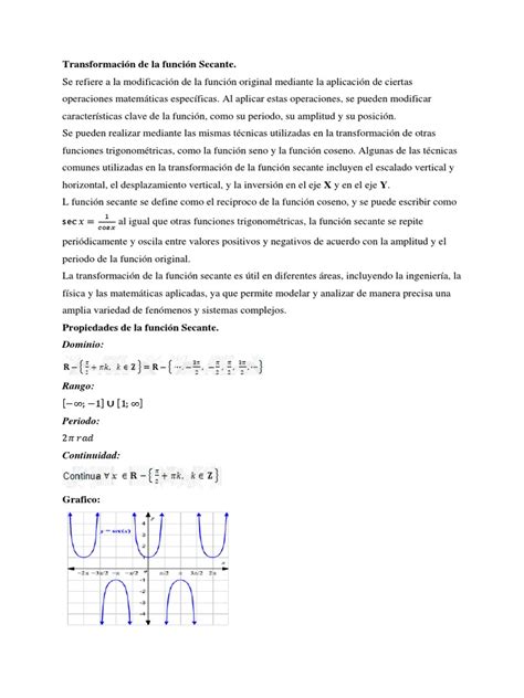 Transformación De La Función Secante Pdf