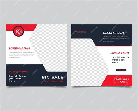 편집 가능한 최소 사각형 배너 템플릿 집합입니다 소셜 미디어 포스트 판매 템플릿 프리미엄 벡터