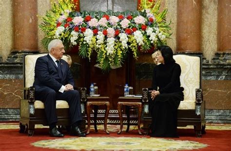 越南国家代主席邓氏玉盛会见白俄罗斯国民议会共和国院主席米亚斯尼科维奇