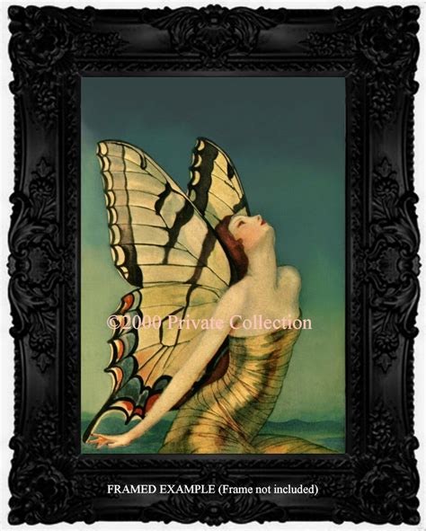 Art Deco Art Nouveau MONARCH BUTTERFLY WOMAN At TWILIGHT Glam Vintage