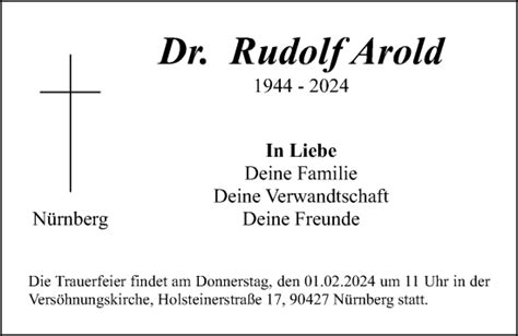 Traueranzeigen Von Rudolf Arold Trauer Nn De