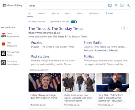 Microsoft Bing See Results For Left Side Bar