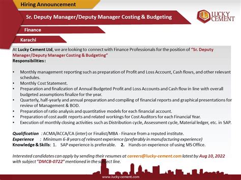 Muhammad Misbah Ameen On Linkedin Costing Finance Jobopportunity
