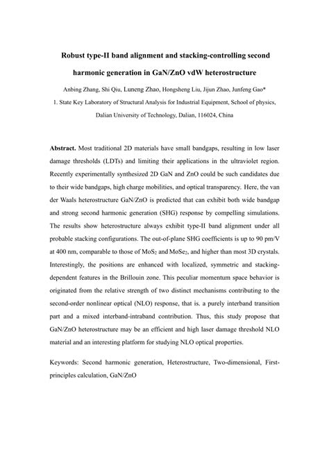 Pdf Robust Type‐ii Band Alignment And Stacking‐controlling Second