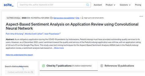 Citation Report Aspect Based Sentiment Analysis On Application Review