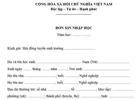 Top 36 Mẫu Đơn Xin Nhập Học Update