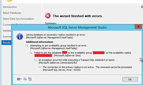 SQL Server Alwayson Error Joining Database On Secondary Replica Resulted In An Error
