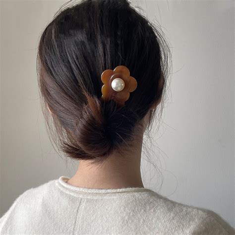 Badu Bg Френска ретро щипка за коса U образна щипка за коса щипки за коса с ацетатни перлени