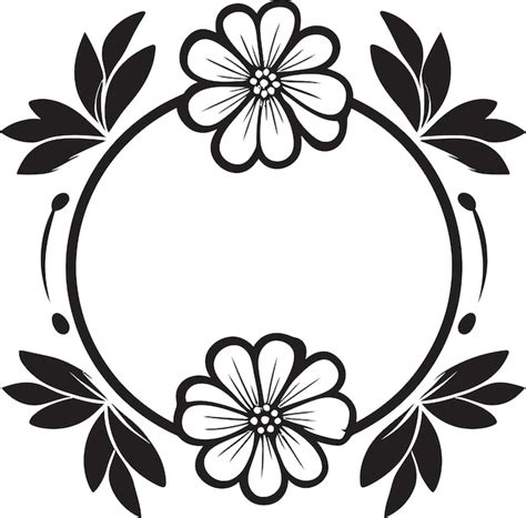 Un Círculo Con Flores Y Un Círculo En El Medio Vector Premium