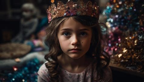 Premium Ai Image Cute Caucasian Princess Smiles Wearing Crown And