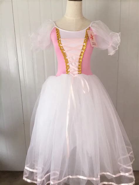 Adult Pink Long Tutu Ballet Dress Girls Professional Gymnastics Leotard Giselle White Swan Lake
