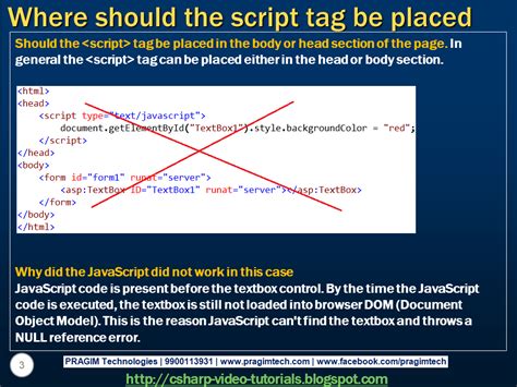 sql server and c video tutorial where should the script tag be