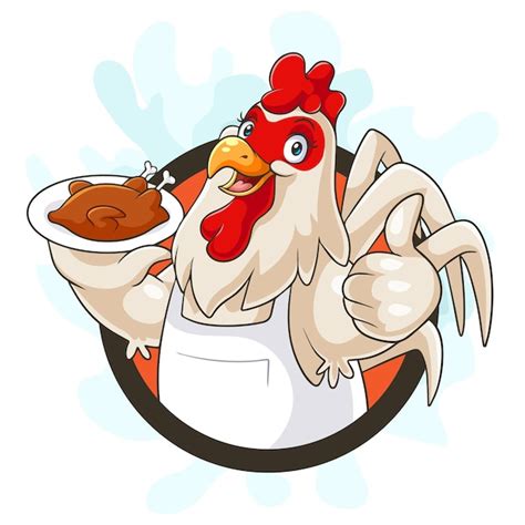Premium Vector Cartoon Chicken Chef Carrying Grilled Chicken