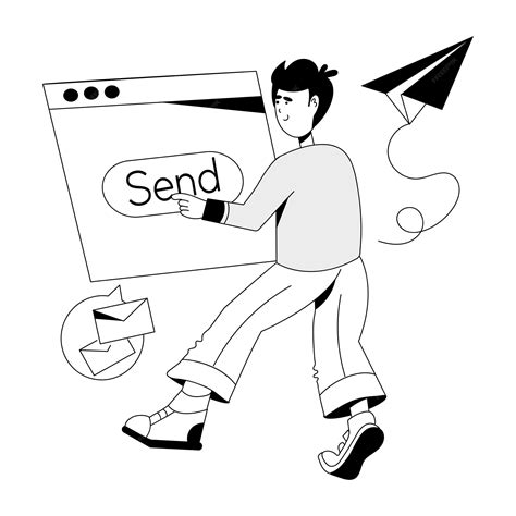 Premium Vector Drawing Illustration Of Sending Email