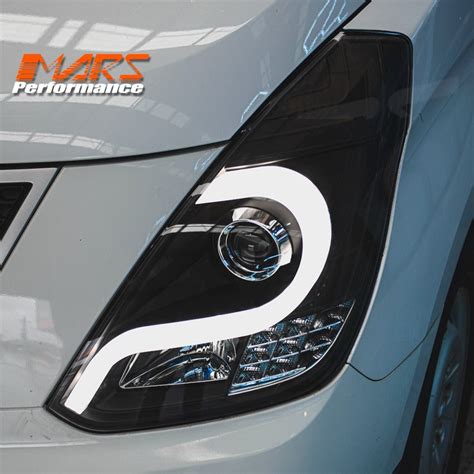 Black Day Time Led Drl Projector Head Lights For Hyundai Iload And Imax