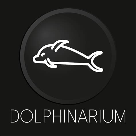 Ícone De Linha De Vetor Mínimo Dolphinarium No Botão 3d Isolado Em