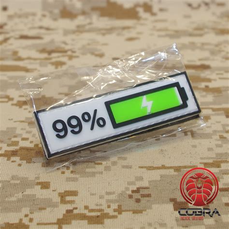 Battery 99 Charged Military Pvc Patch Velcro Military Airsoft