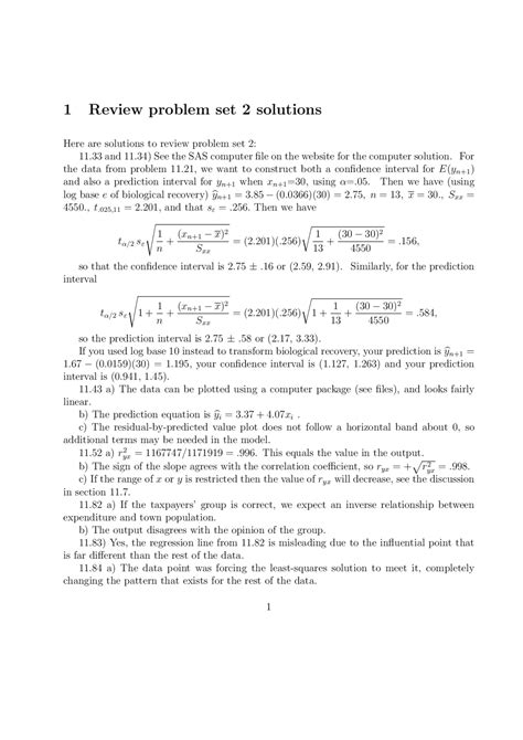 Solutions To Problem Set 11 In Statistics Confidence Intervals And