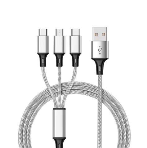 Кабел за зареждане на телефон 3в1 Сребрист Micro Usb