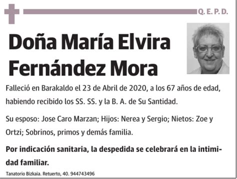 María Elvira Fernández Mora Esquela Necrológica El Correo