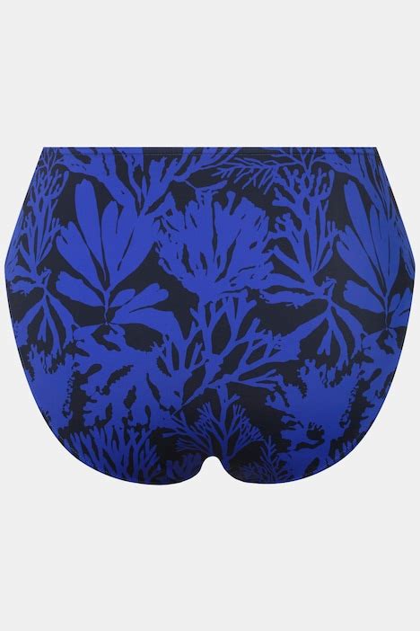 Coral Print Elastic Hem Tankini Set Navy Blue Ulla Popken